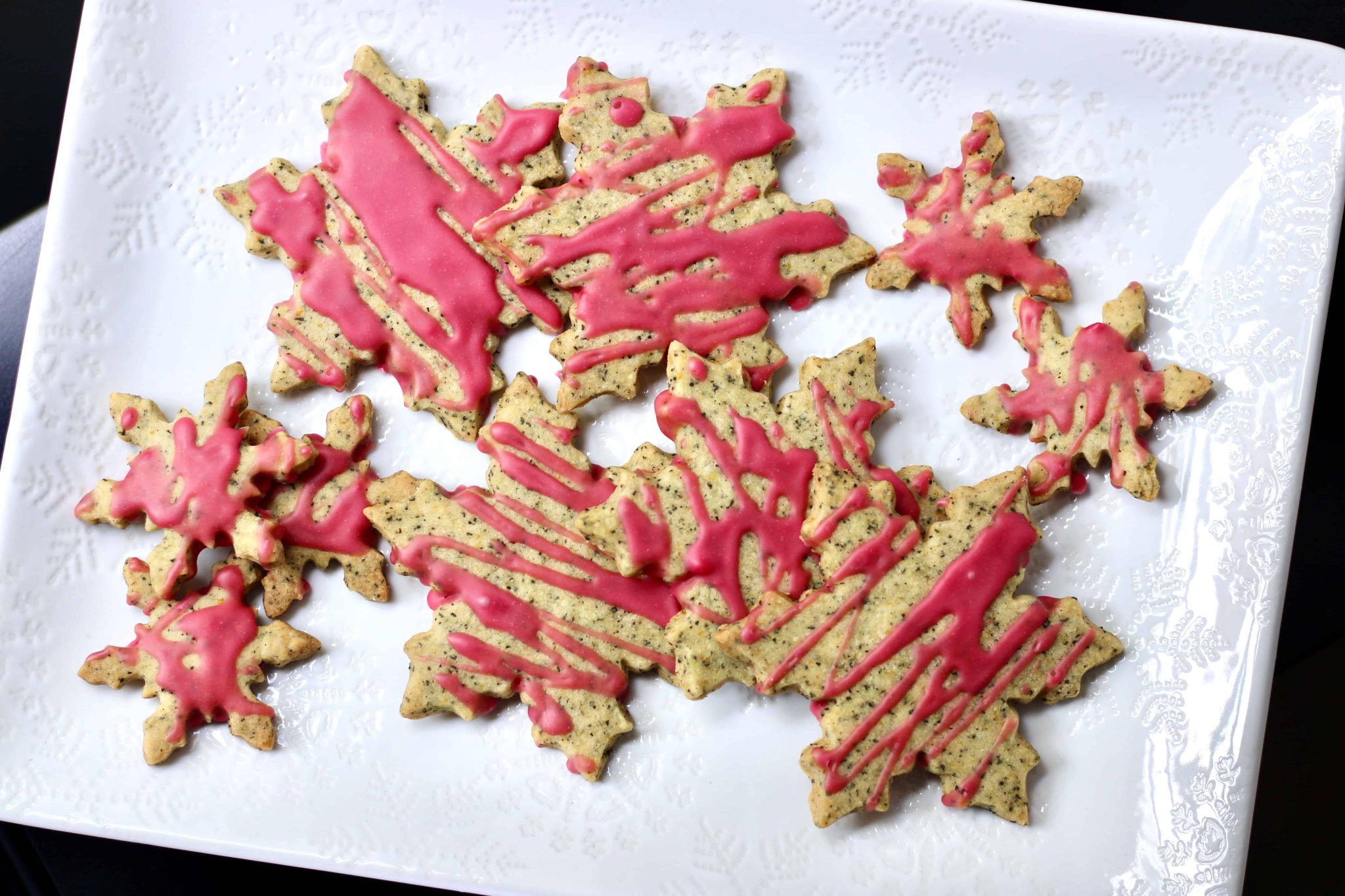 Earl Grey Shortbread Snowflakes with Blood Orange Glaze - Stellina Sweets